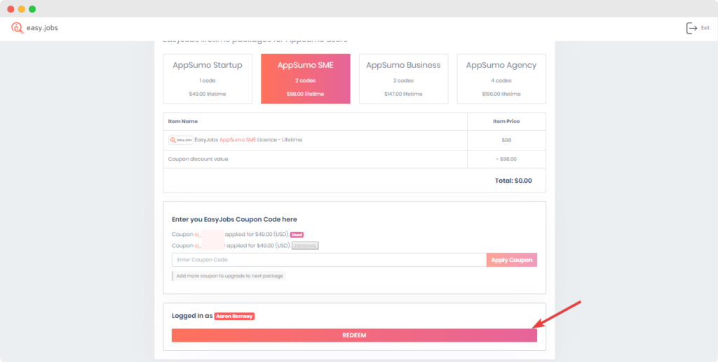 How Do I Stack AppSumo Coupon? - Easy.jobs