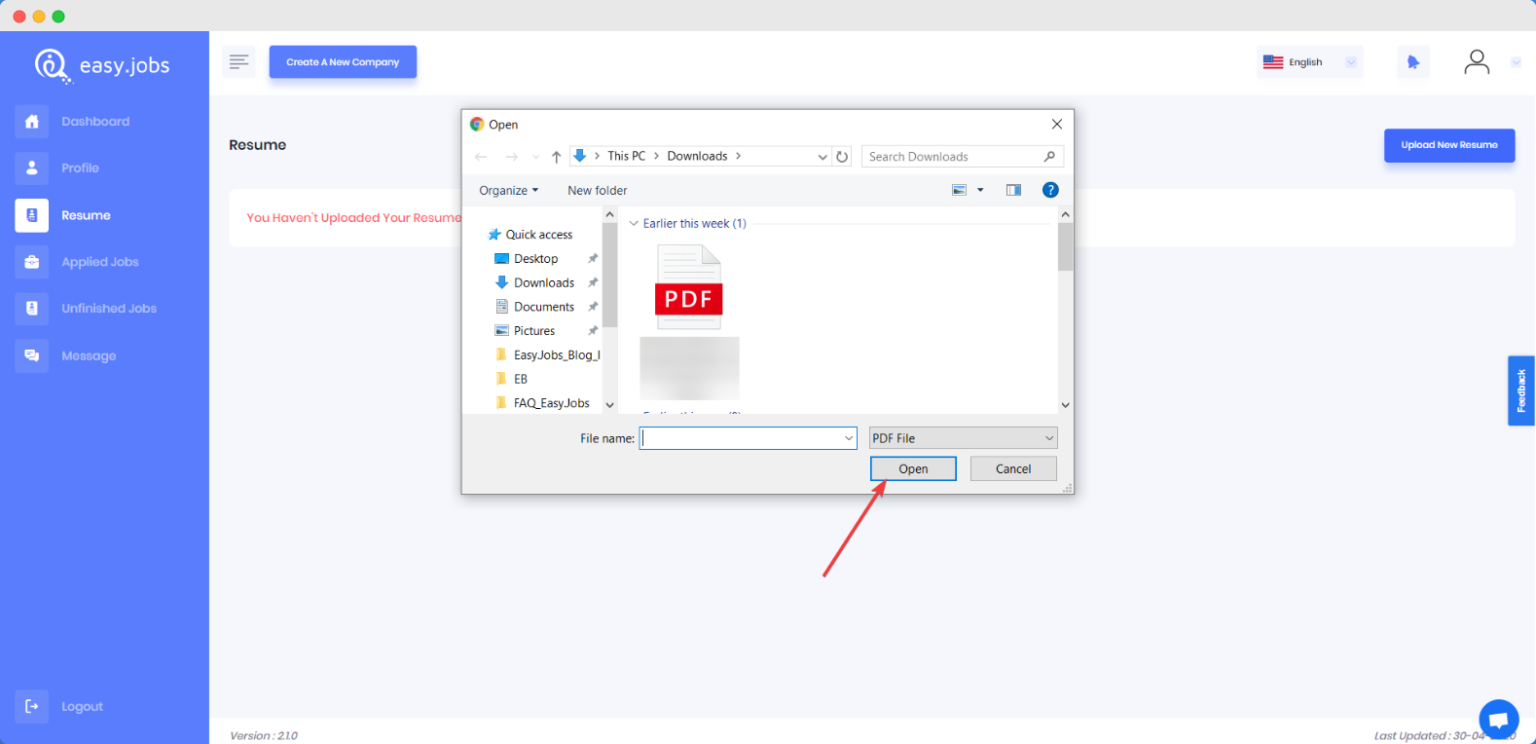 How Do I Upload or Update Resume in Easy.Jobs?