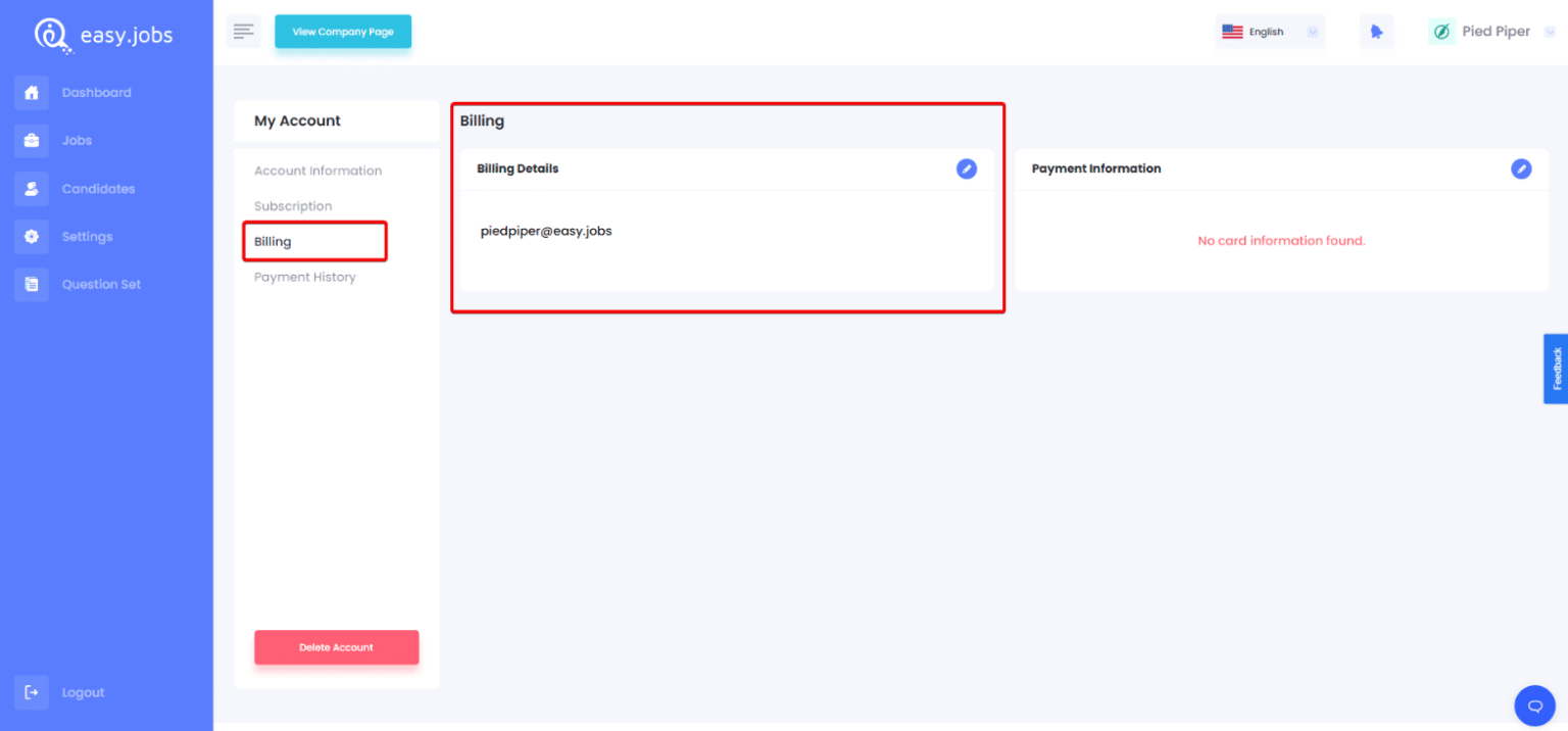 How To Check Billing Details In Easy.Jobs?