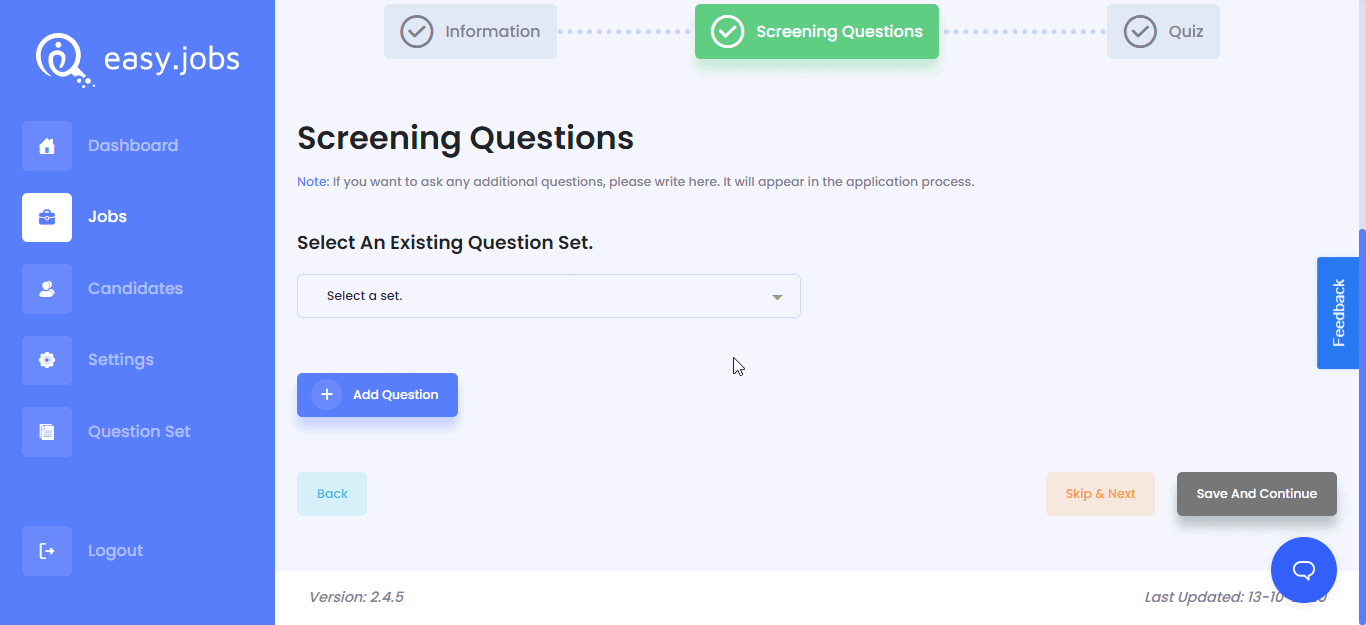 How To Add Screening Questions In Easy.Jobs? - Easy.jobs