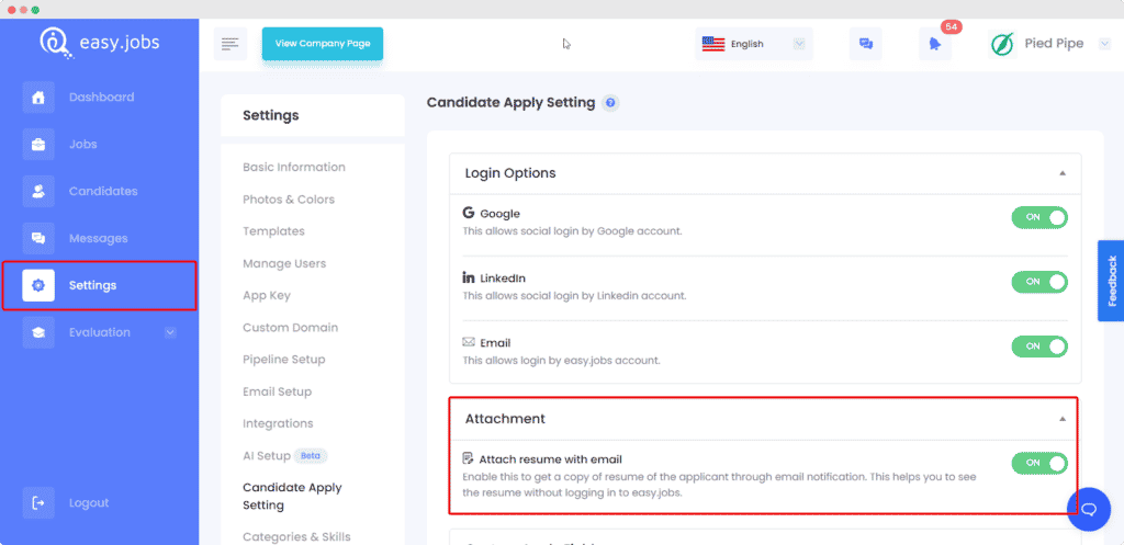 How To Configure 'Candidate Apply Setting' In Easy.Jobs?