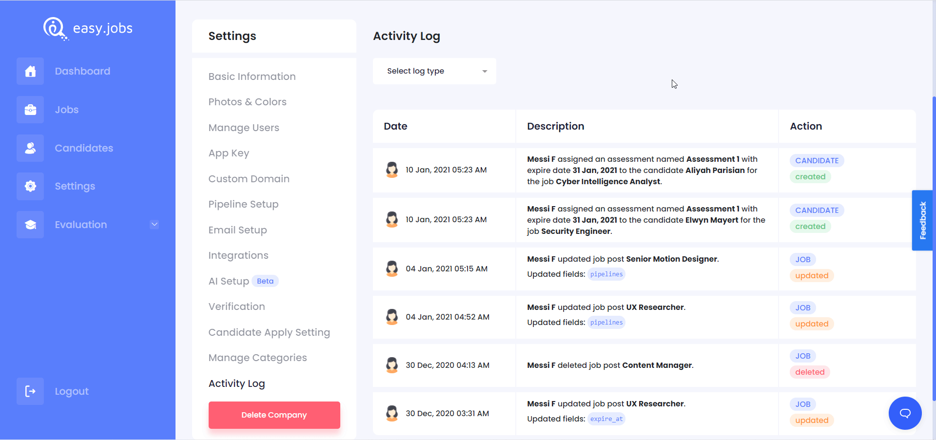 How To Quickly Check Activity Log In Easy Jobs Easy jobs